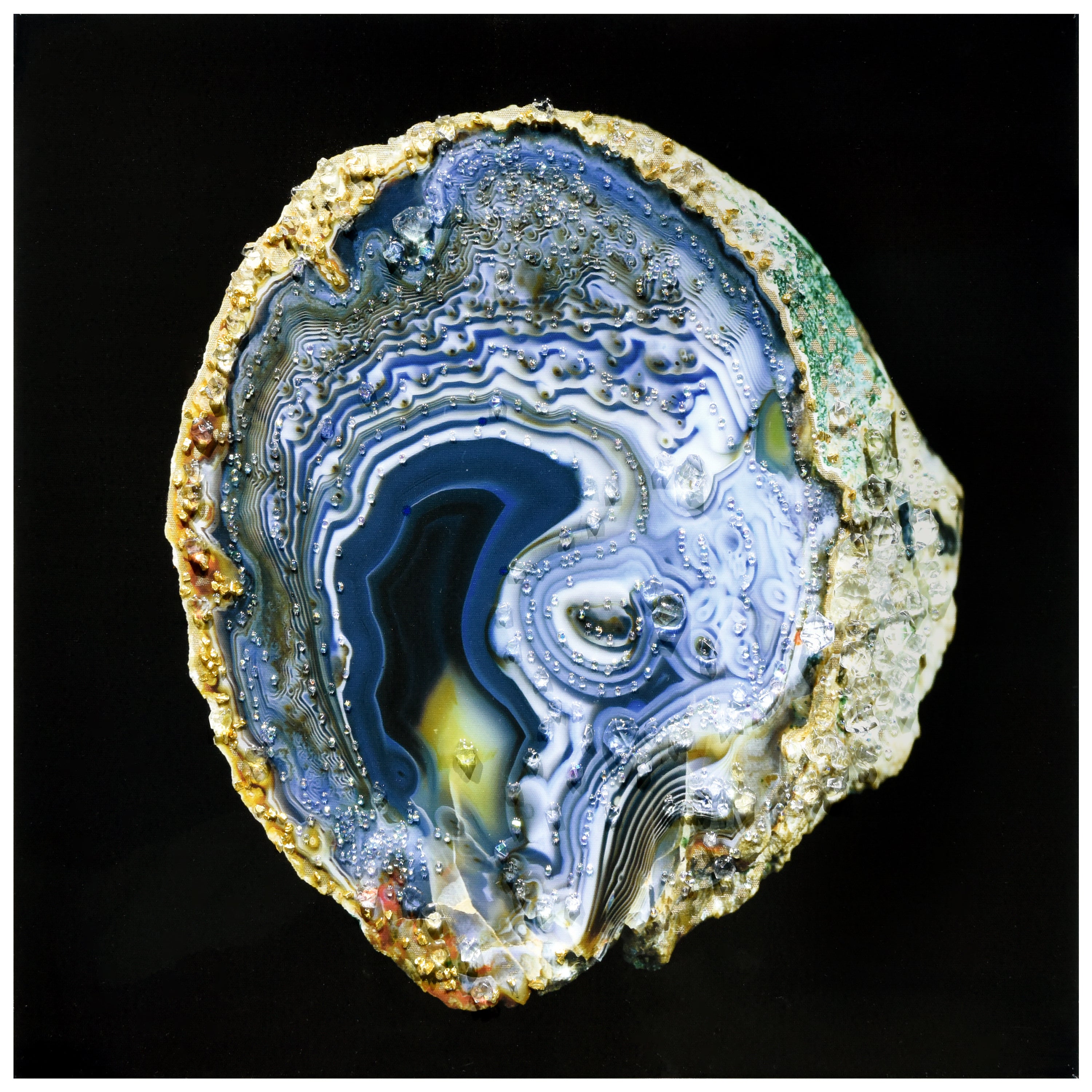 "Geode Splendor I", a stunning 24"x24"x1.5" Crystallus Epoxy Coated Ga ...